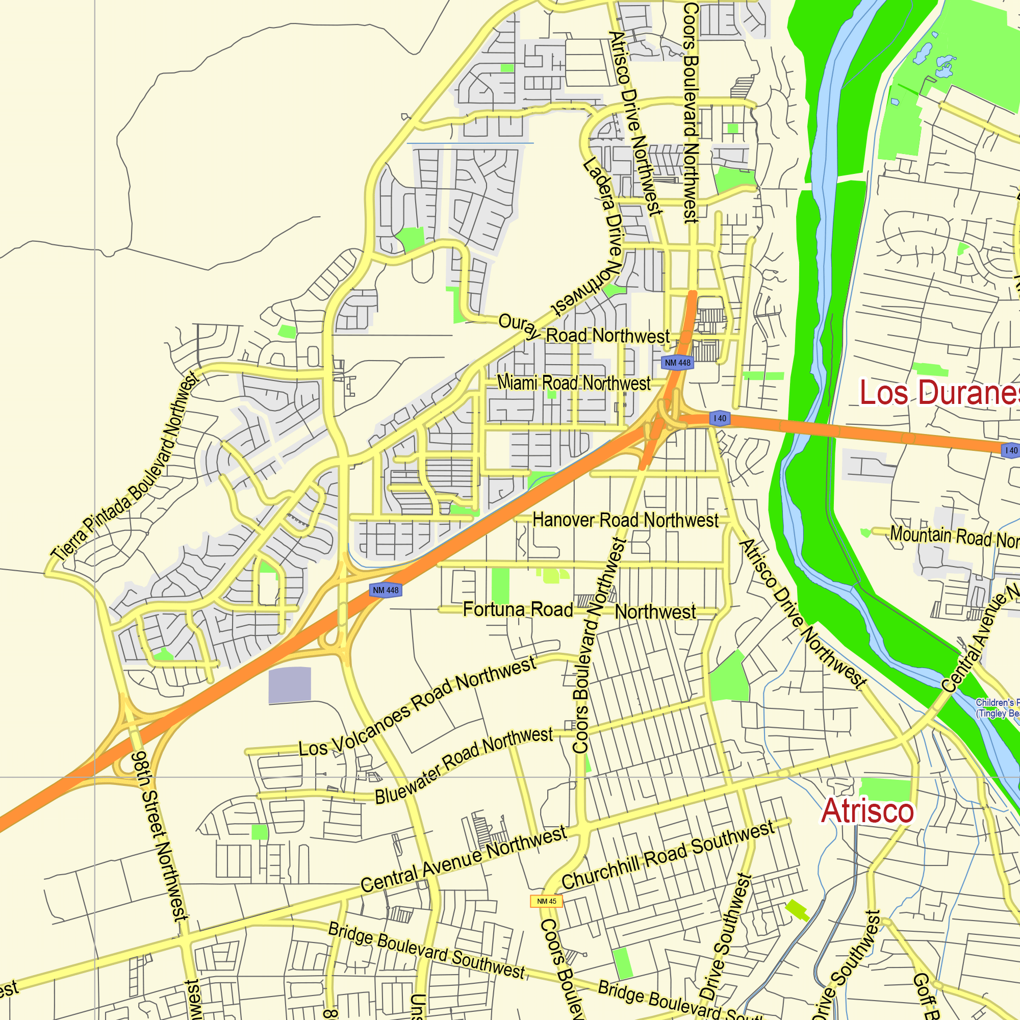 Albuquerque New Mexico US printable vector map – Maps in Vector ...