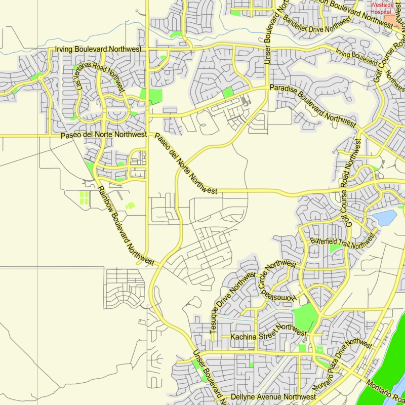 Albuquerque New Mexico US printable vector map – Maps in Vector ...