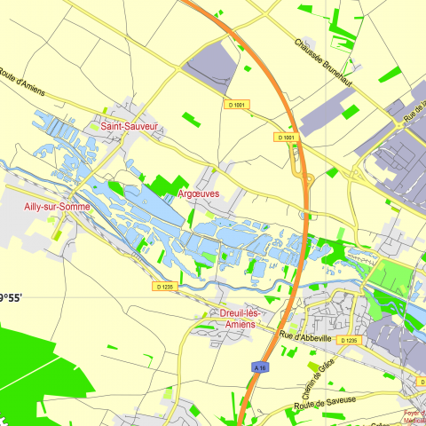 Amiens France printable editable layered Vector Map – Maps in Vector ...
