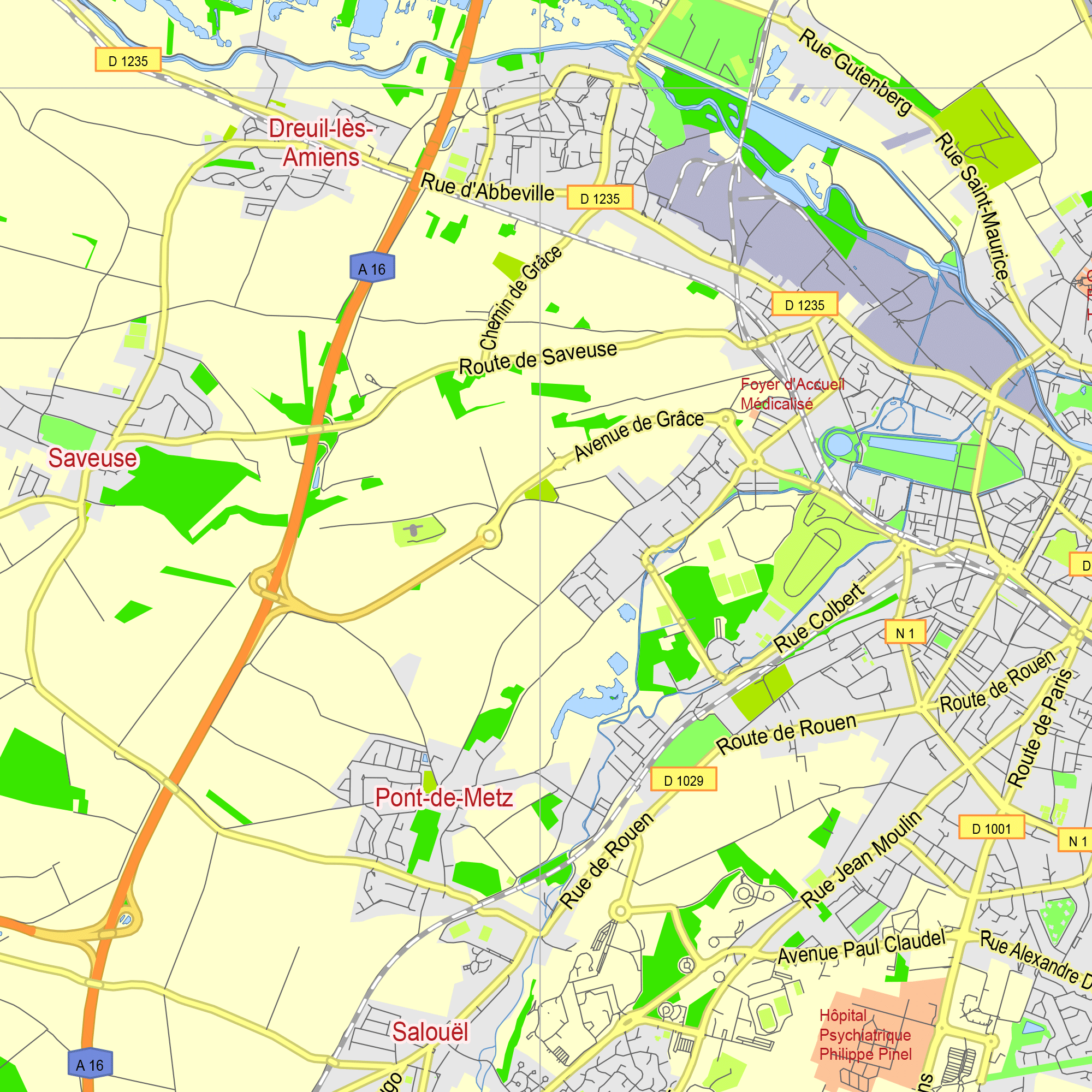 Amiens France printable editable layered Vector Map – Maps in Vector ...