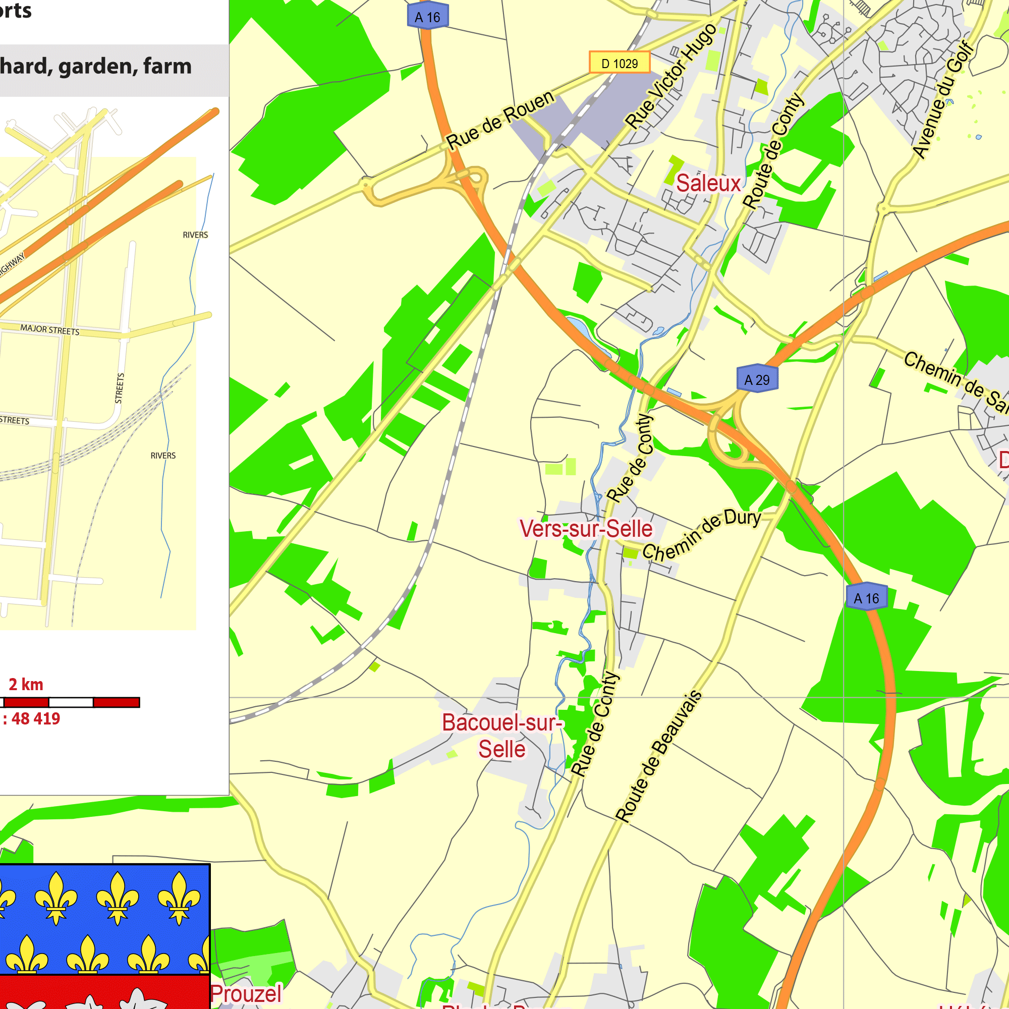 Amiens France printable editable layered Vector Map – Maps in Vector ...