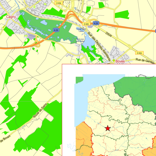 Amiens France printable editable layered Vector Map – Maps in Vector ...