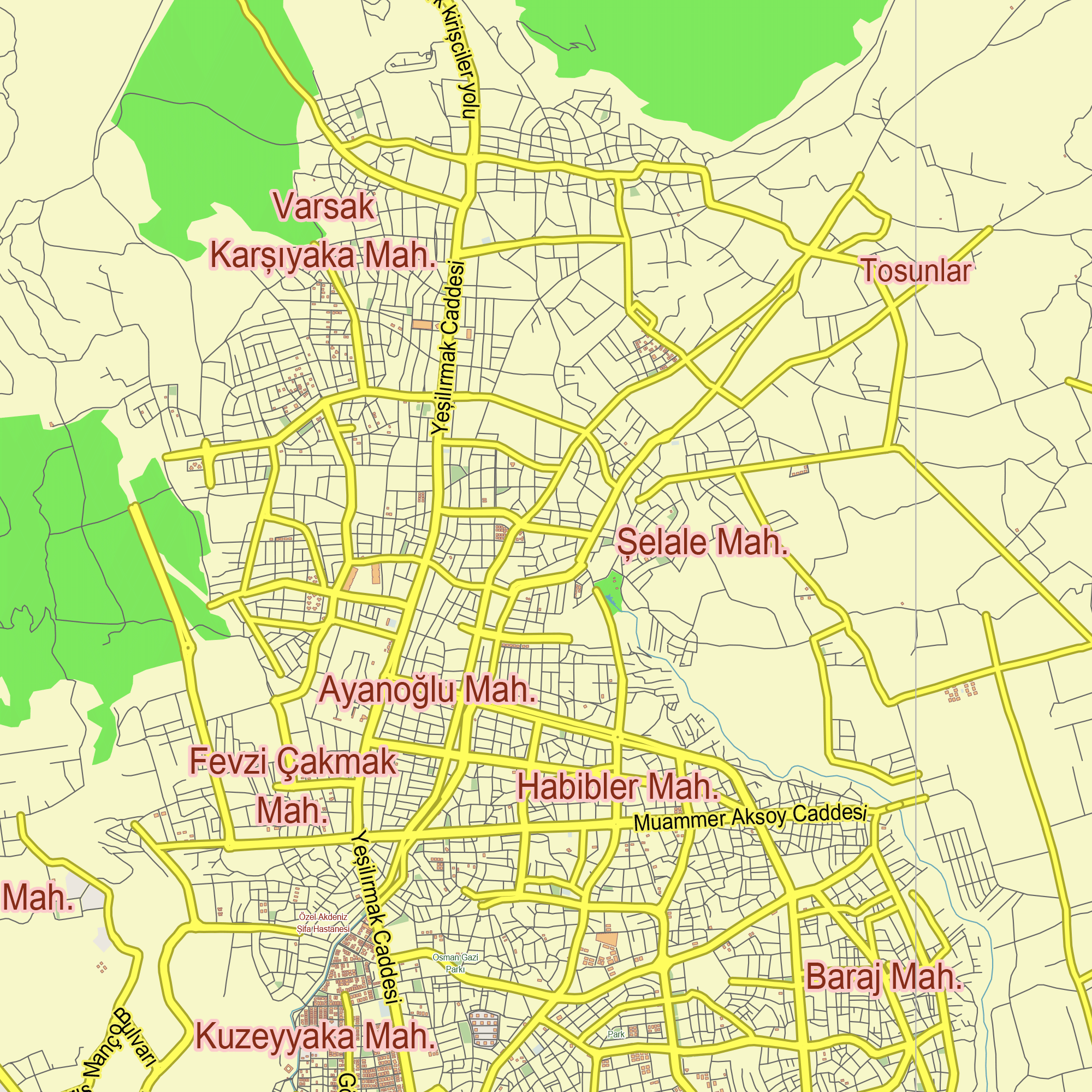 Antalya Turkey printable editable PDF layered Vector Map – Maps in ...