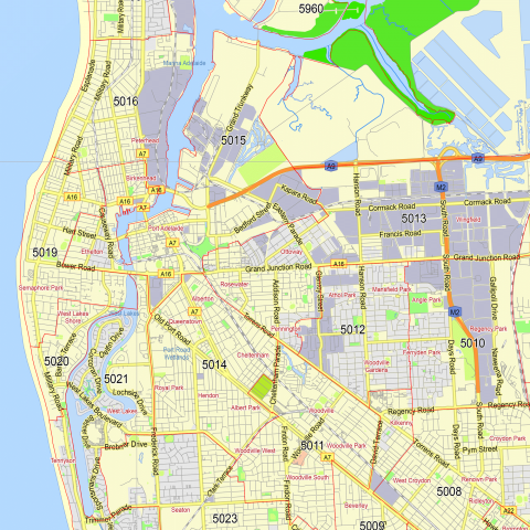 Adelaide Australia printable vector map + Zipcodes – Maps in Vector ...