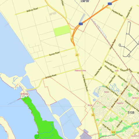 Adelaide Australia printable vector map + Zipcodes