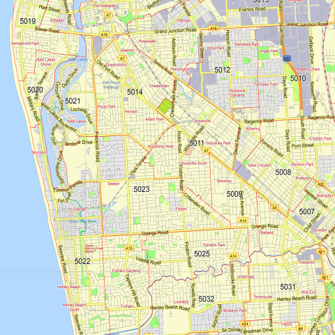 Adelaide Australia printable vector map + Zipcodes – Maps in Vector ...