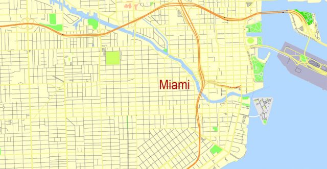 Miami Florida US Vector Map Free Editable Layered Adobe Illustrator ...