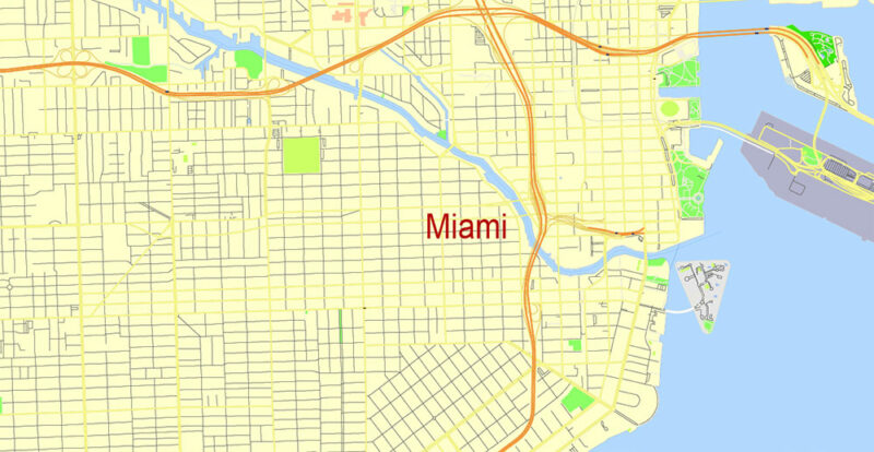 Miami Florida US Vector Map Free Editable Layered Adobe Illustrator ...