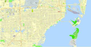 Miami Florida US Vector Map Free Editable Layered Adobe Illustrator ...
