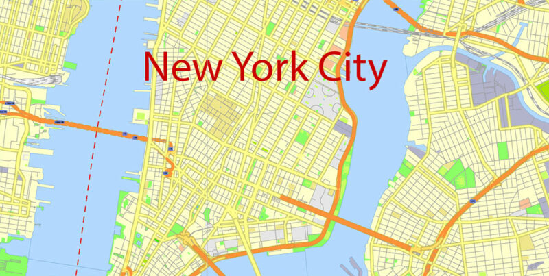 New York City NY US Vector Map Free Editable Layered Adobe Illustrator ...