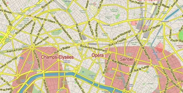 Paris Ile de France PDF Vector Map: City Plan Low Detailed (for small ...