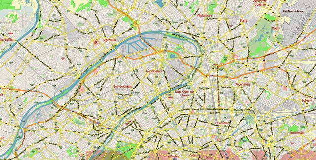 Paris Ile de France PDF Vector Map: City Plan Low Detailed (for small ...