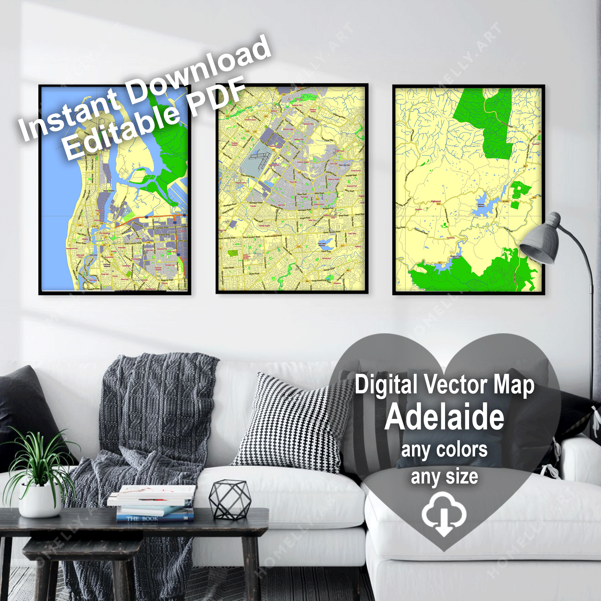 Adelaide Australia printable vector map – Maps in Vector: Detailed ...