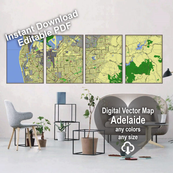 Adelaide Australia printable vector map – Maps in Vector: Detailed ...