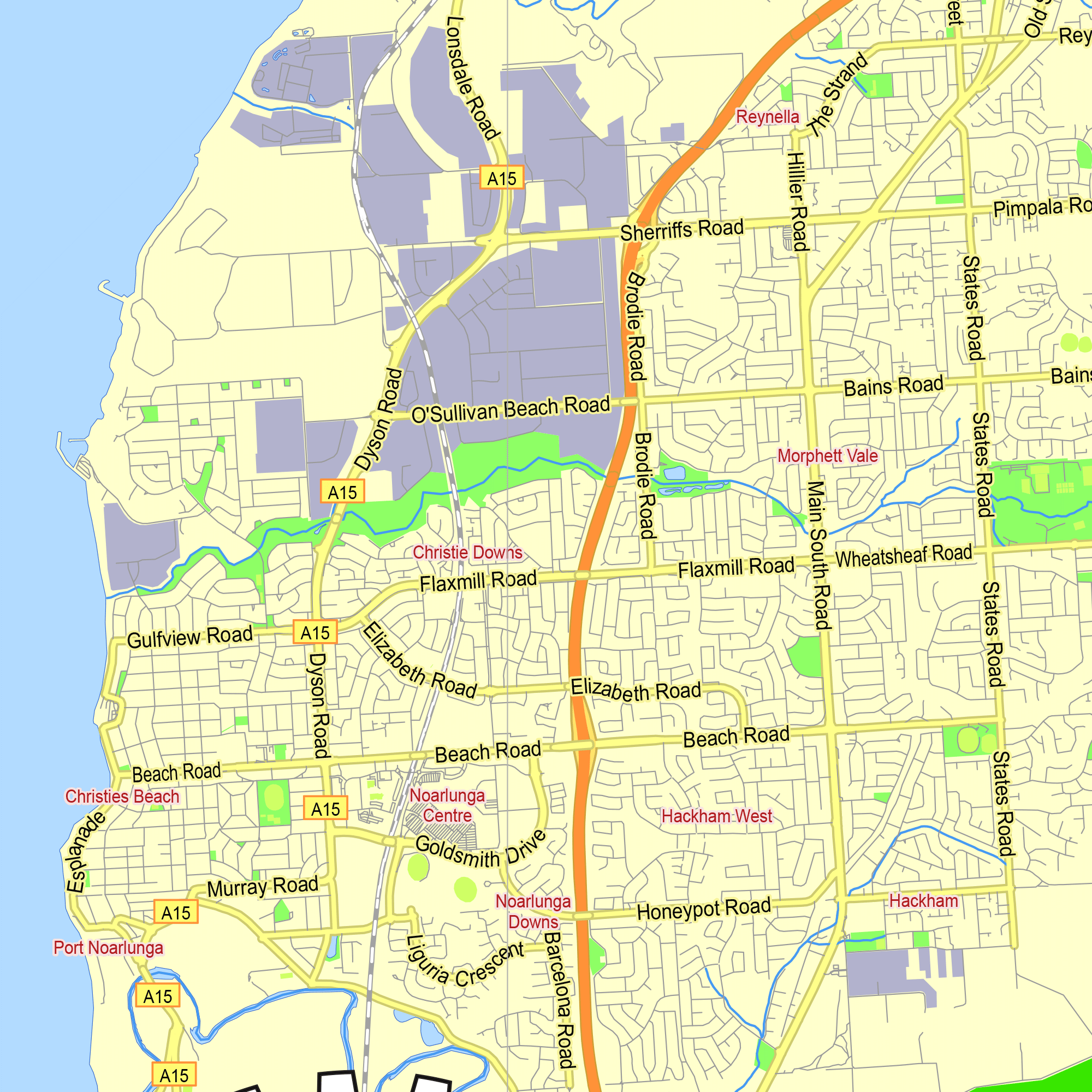 Adelaide Australia printable vector map – Maps in Vector: Detailed ...