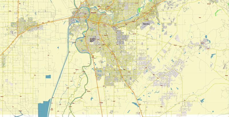 Sacramento California US Vector Map Free Editable Layered Adobe ...