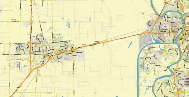 Sacramento California US PDF Map Vector City Plan Low Detailed (for ...