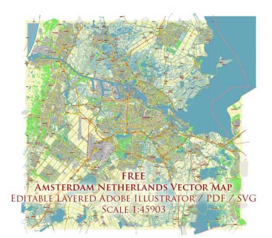 Amsterdam Netherlands Vector Map Free Editable Layered Adobe ...