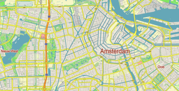 Amsterdam Netherlands Vector Map Free Editable Layered Adobe ...