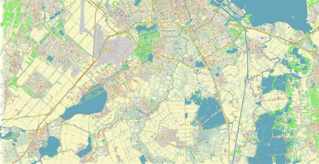 Amsterdam Netherlands Map Vector Exact High Detailed City Plan editable ...