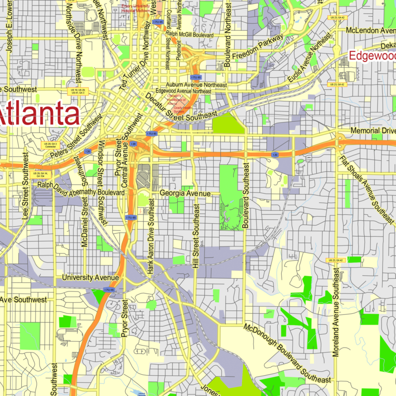 Atlanta Georgia US printable editable PDF layered Vector Map – Maps in ...