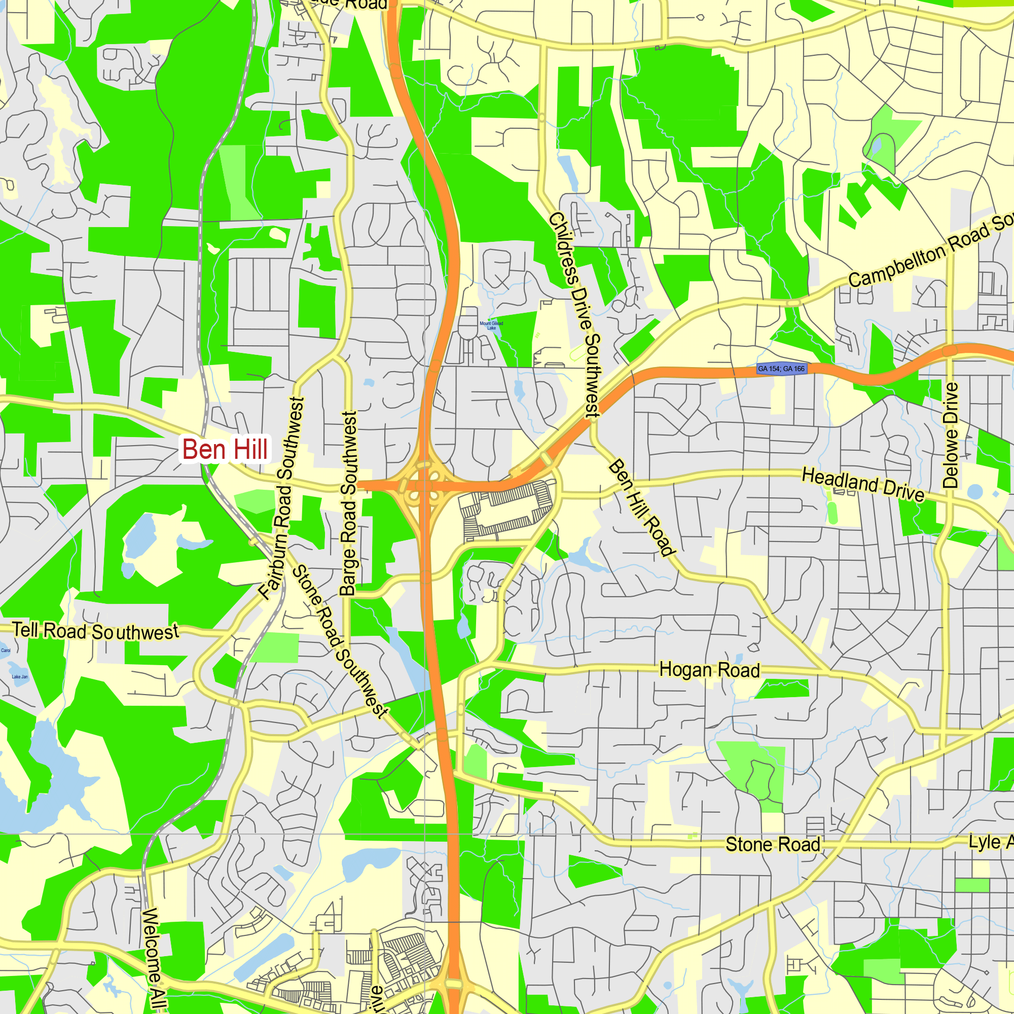 Atlanta Georgia US printable editable PDF layered Vector Map – Maps in ...