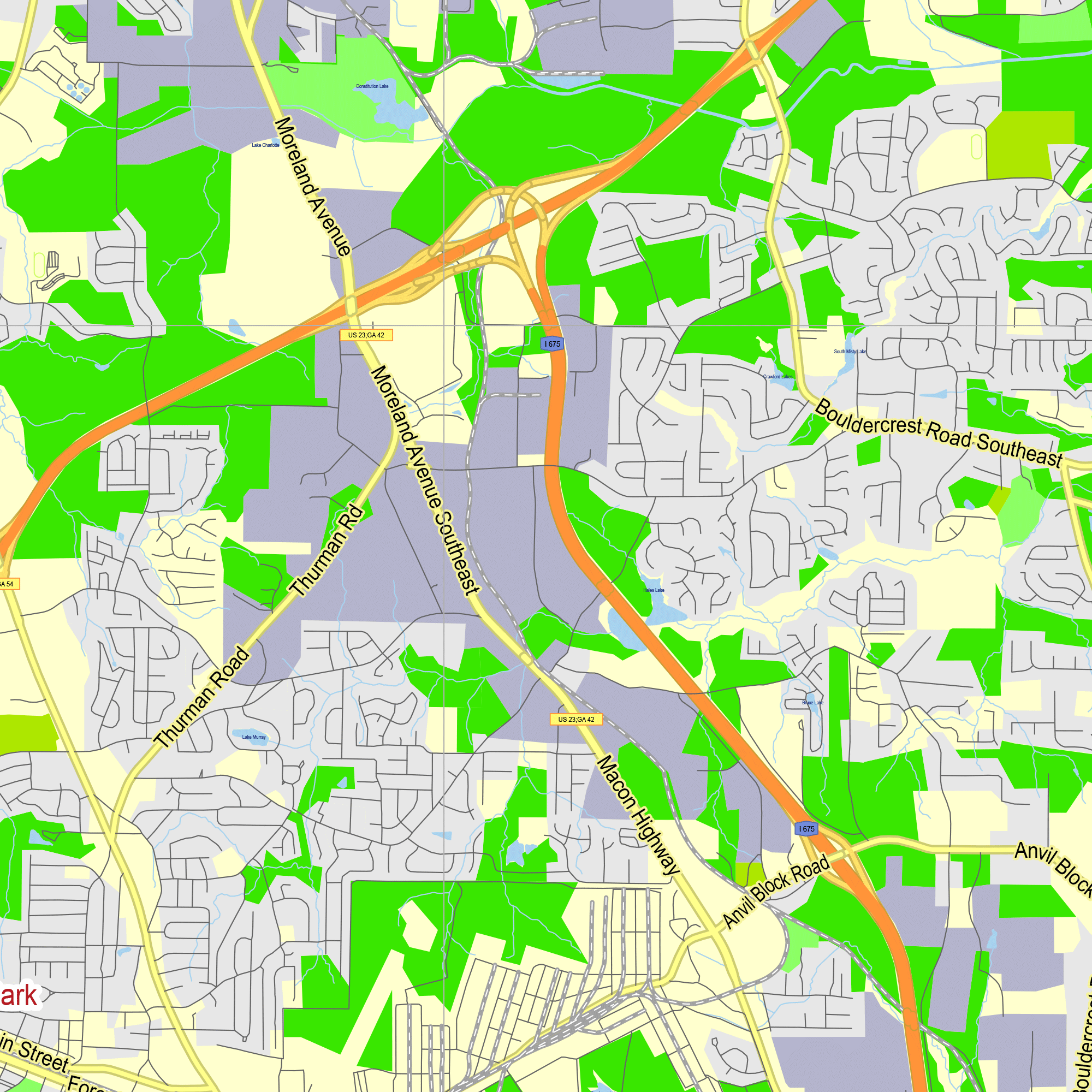 Atlanta Georgia US printable editable PDF layered Vector Map – Maps in ...