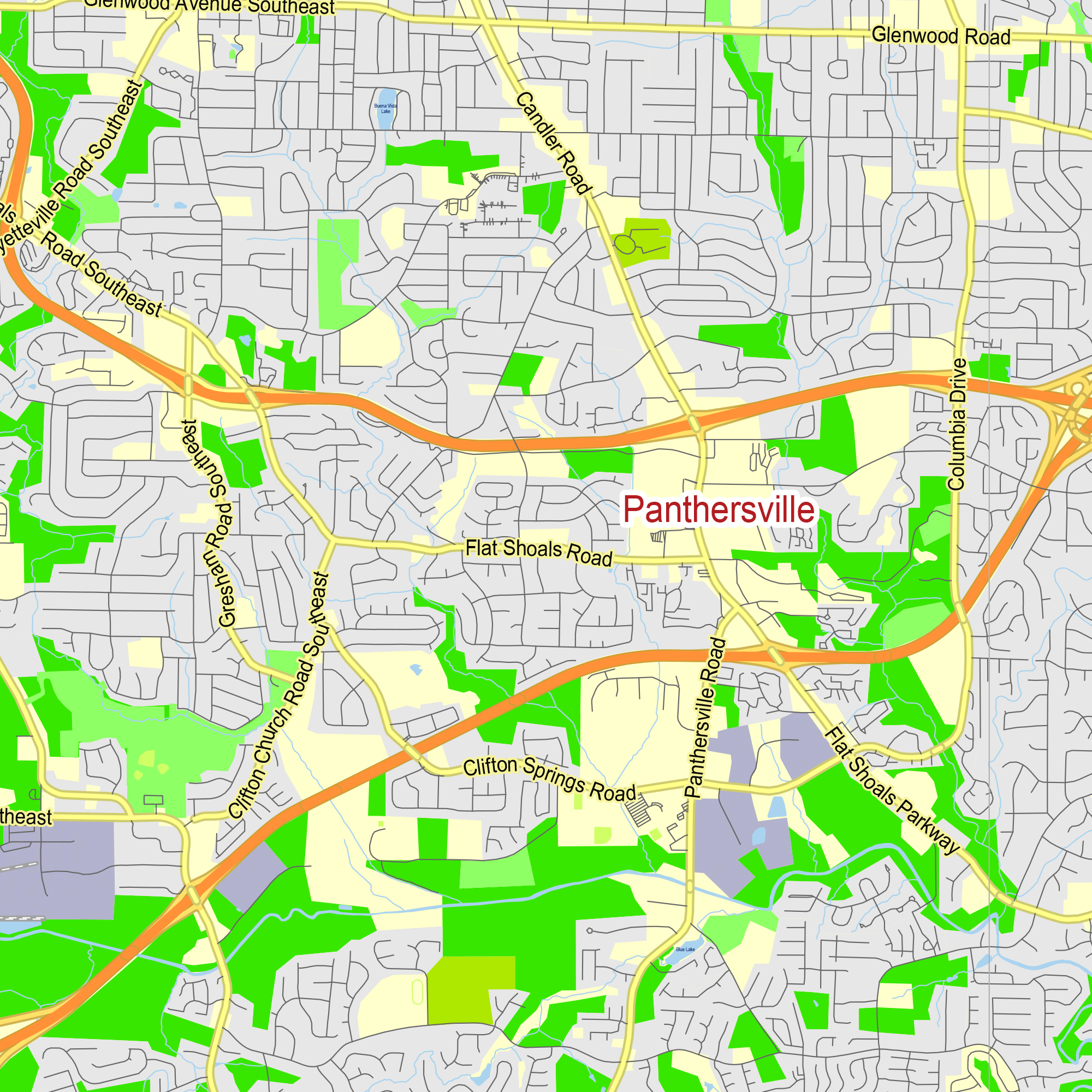 Atlanta Georgia US printable editable PDF layered Vector Map – Maps in ...