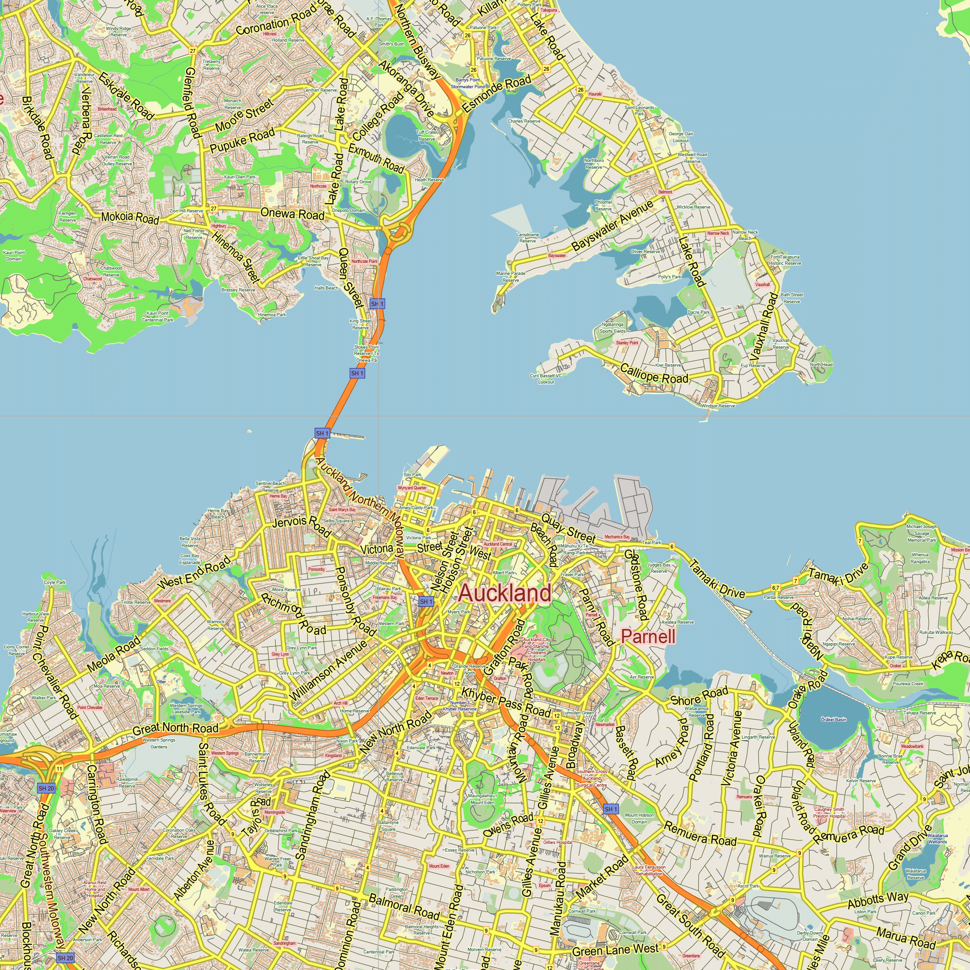 Auckland New Zealand printable editable PDF layered Vector Map – Maps ...