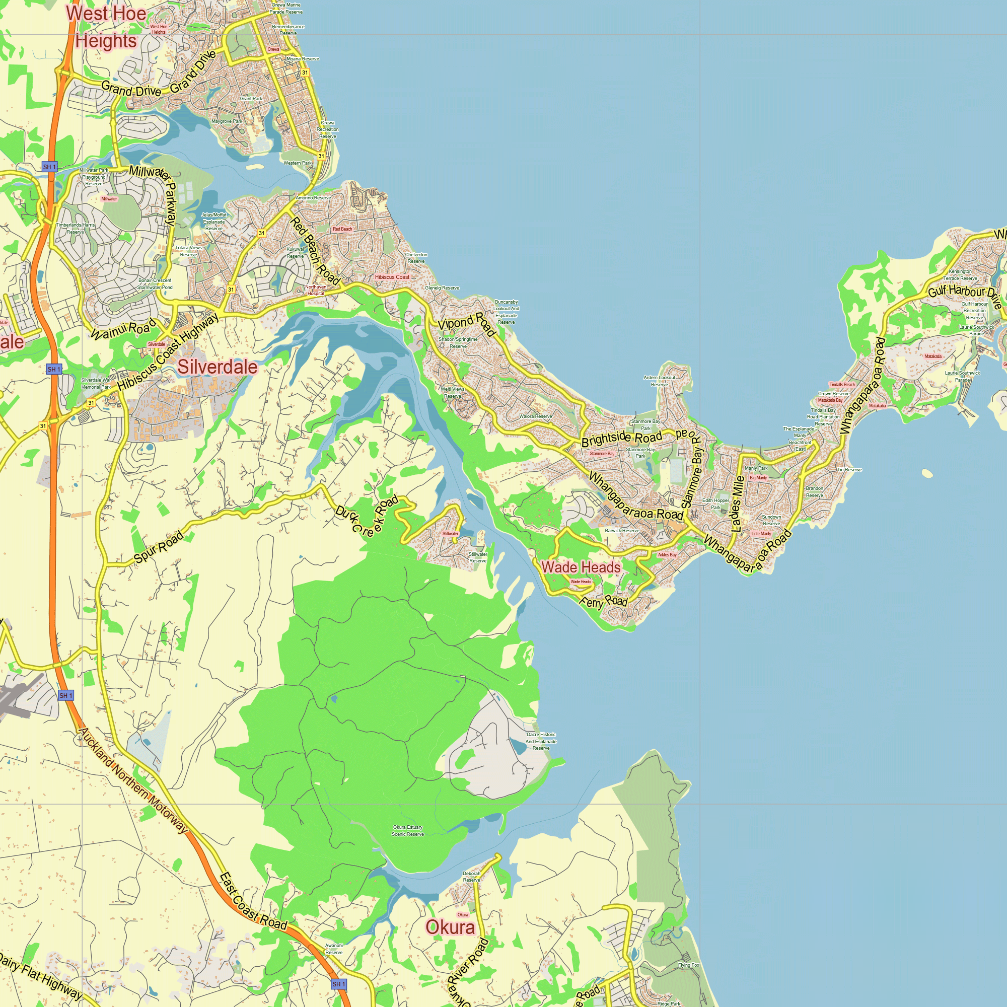 Auckland New Zealand printable editable PDF layered Vector Map – Maps ...