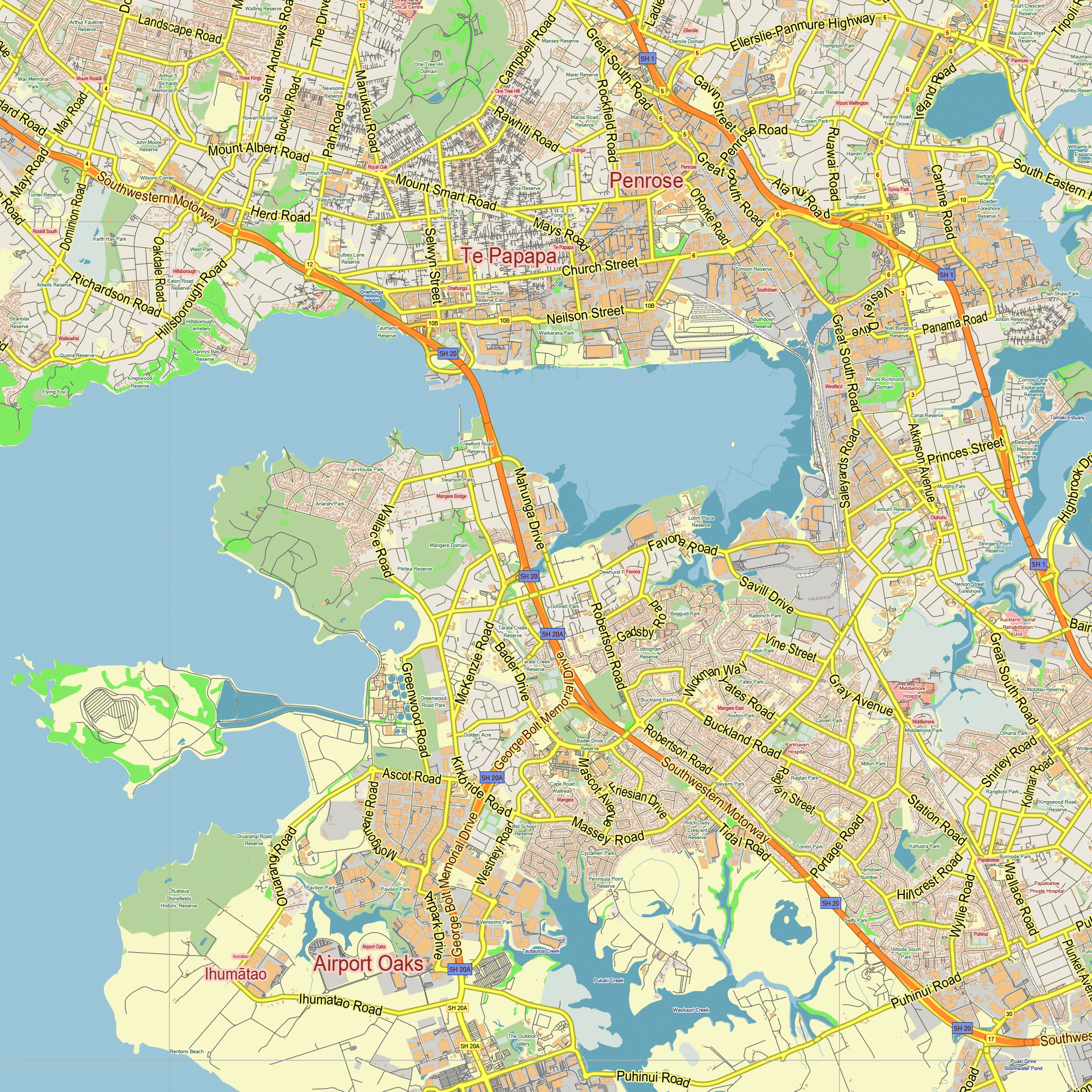 Auckland New Zealand printable editable PDF layered Vector Map – Maps ...