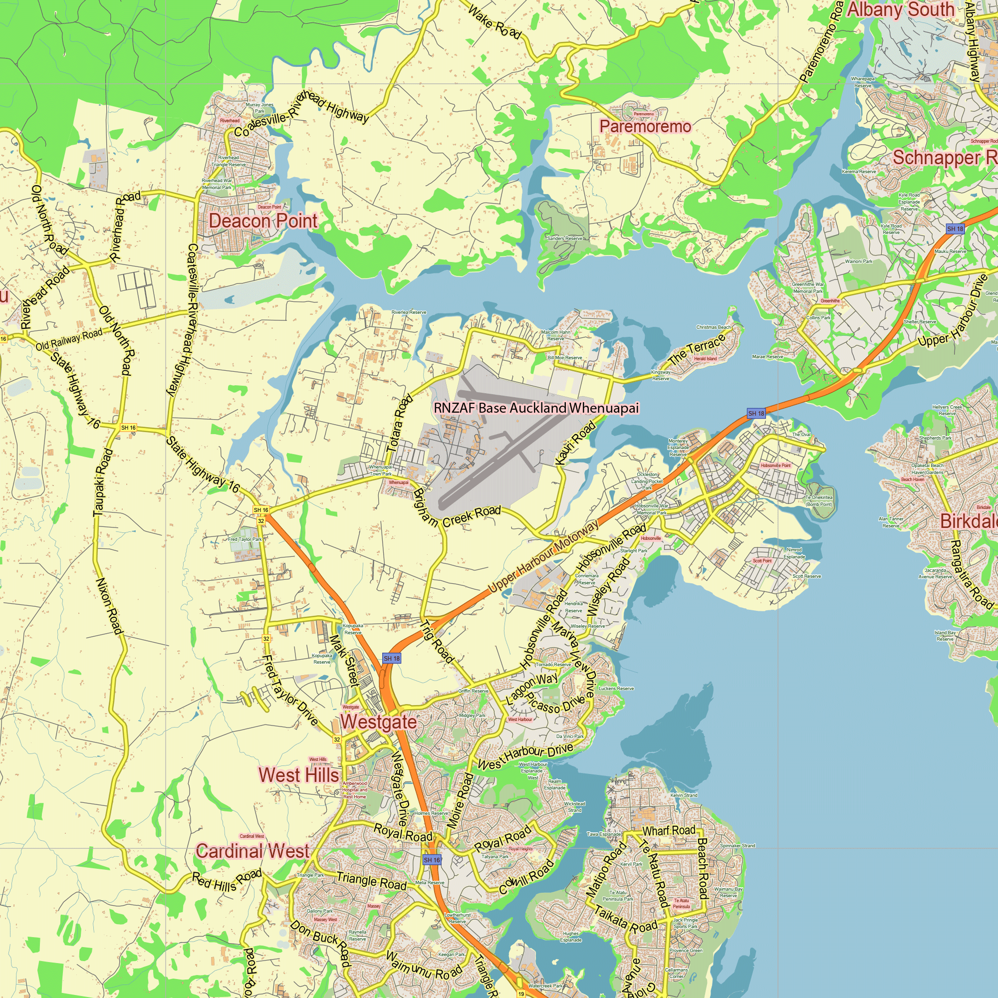 Auckland New Zealand printable editable PDF layered Vector Map – Maps ...