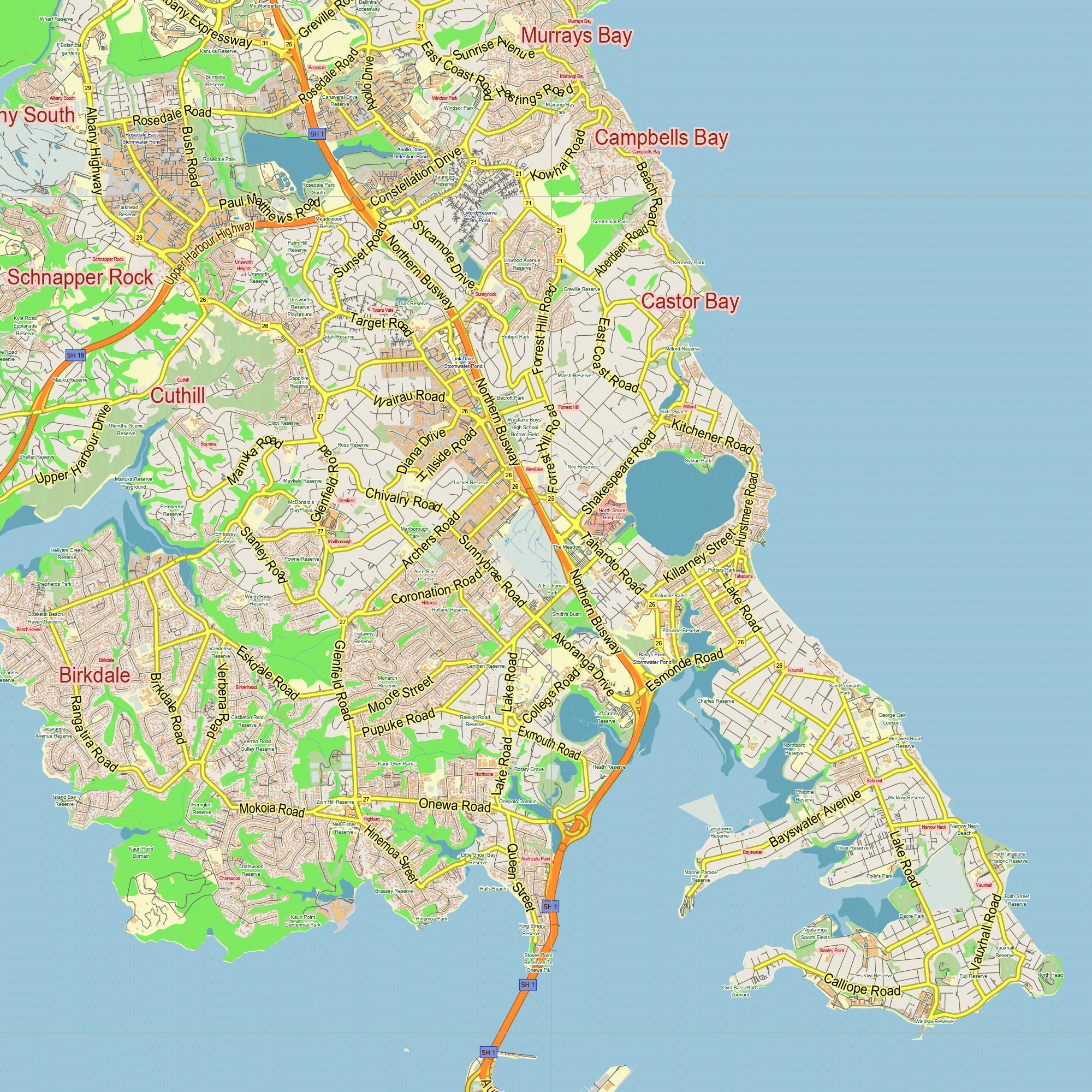 Auckland New Zealand printable editable PDF layered Vector Map – Maps ...