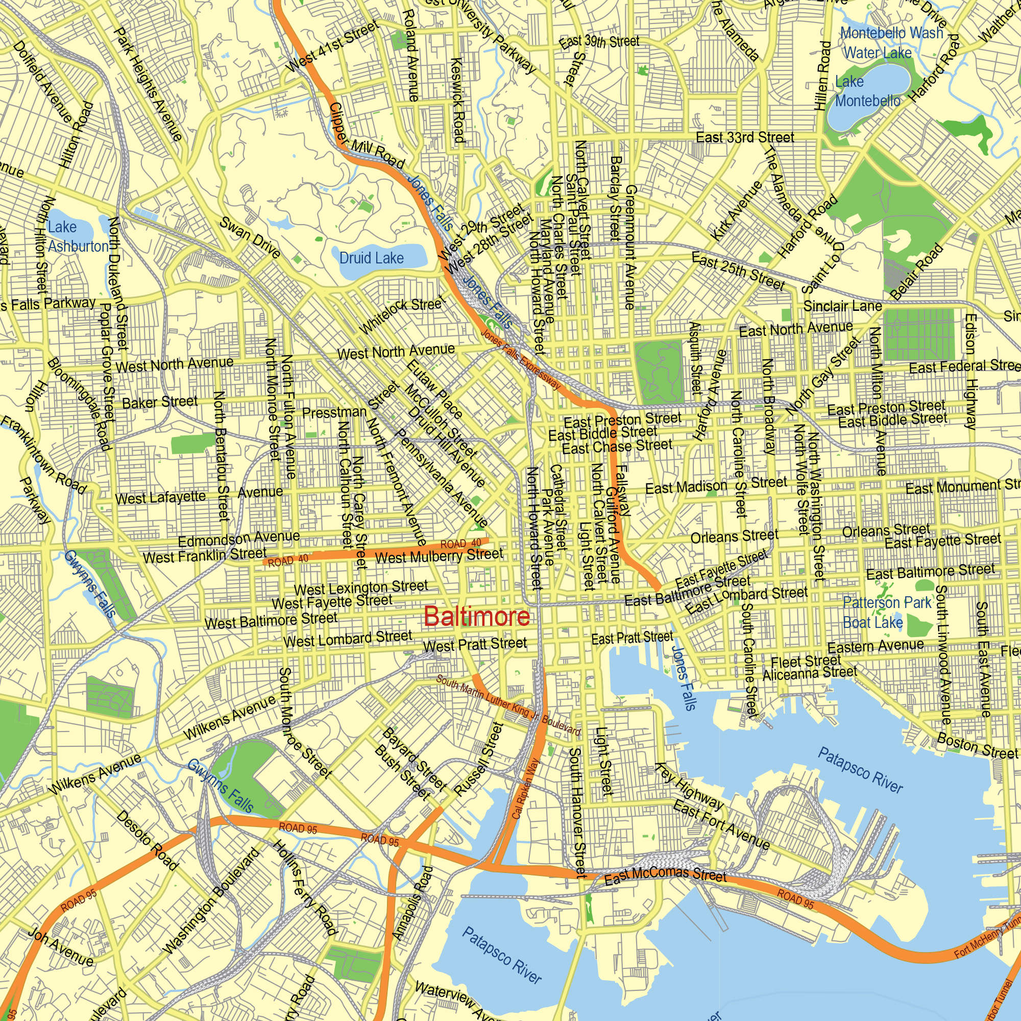 Baltimore Maryland US printable editable PDF layered Vector Map v.3