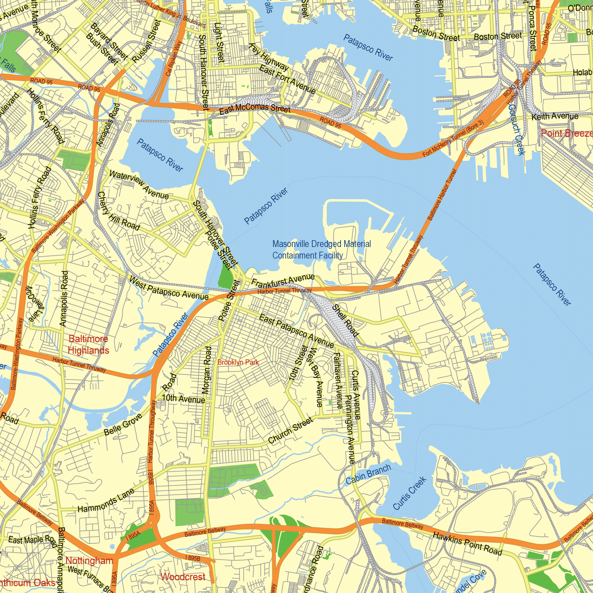 Baltimore Maryland US printable editable PDF layered Vector Map v.3