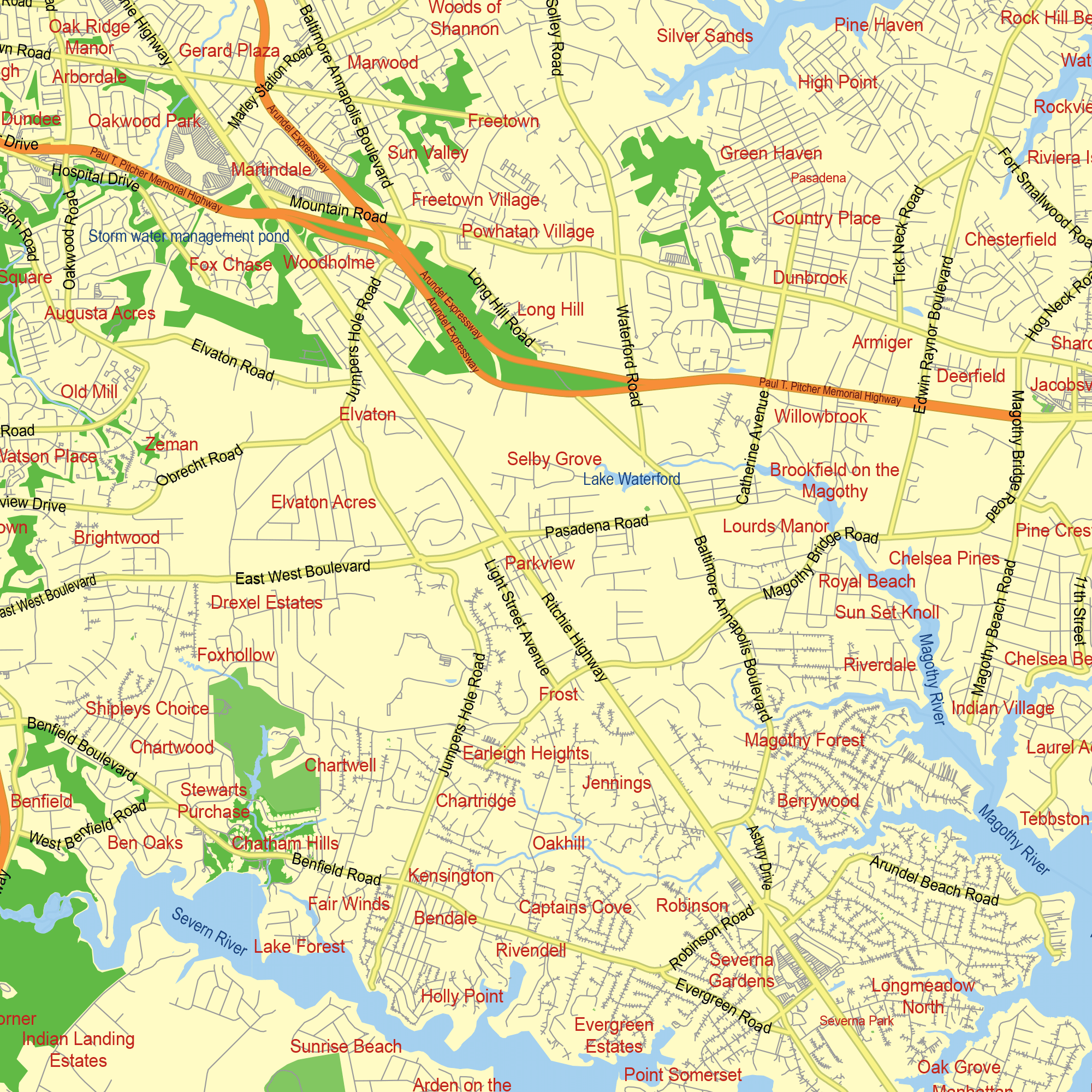 Baltimore Maryland US printable editable PDF layered Vector Map v.3