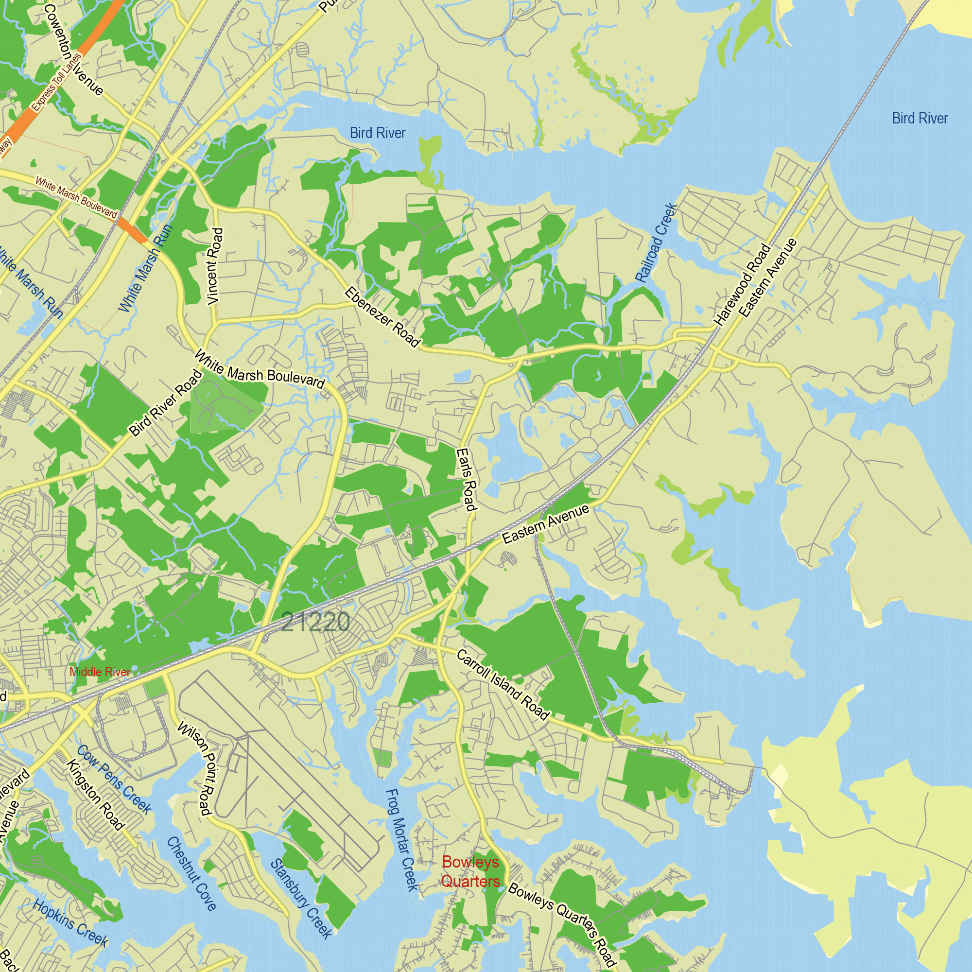 Baltimore Maryland US printable editable PDF layered Vector Map v.4 ...