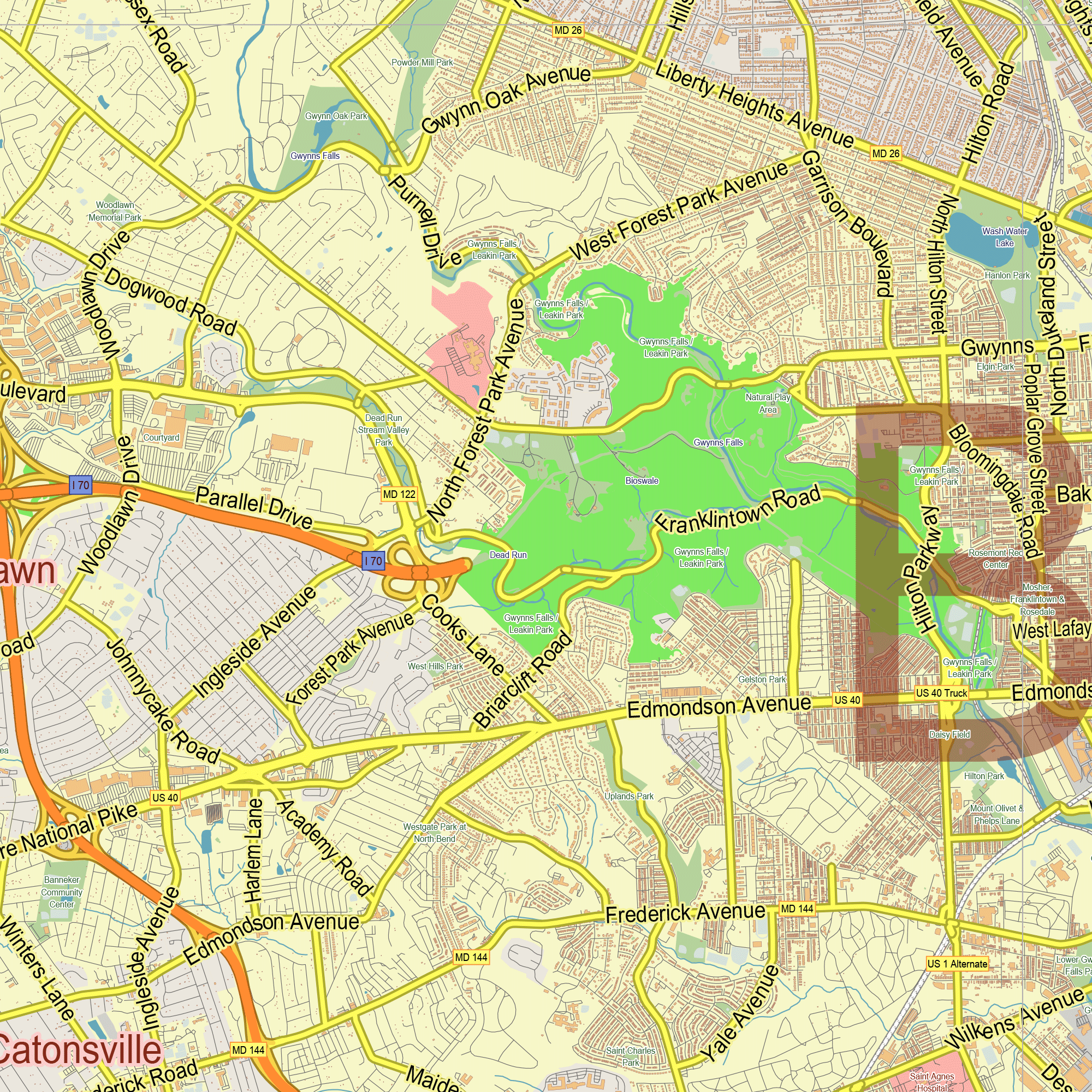 Baltimore Maryland US printable editable PDF layered Vector Map