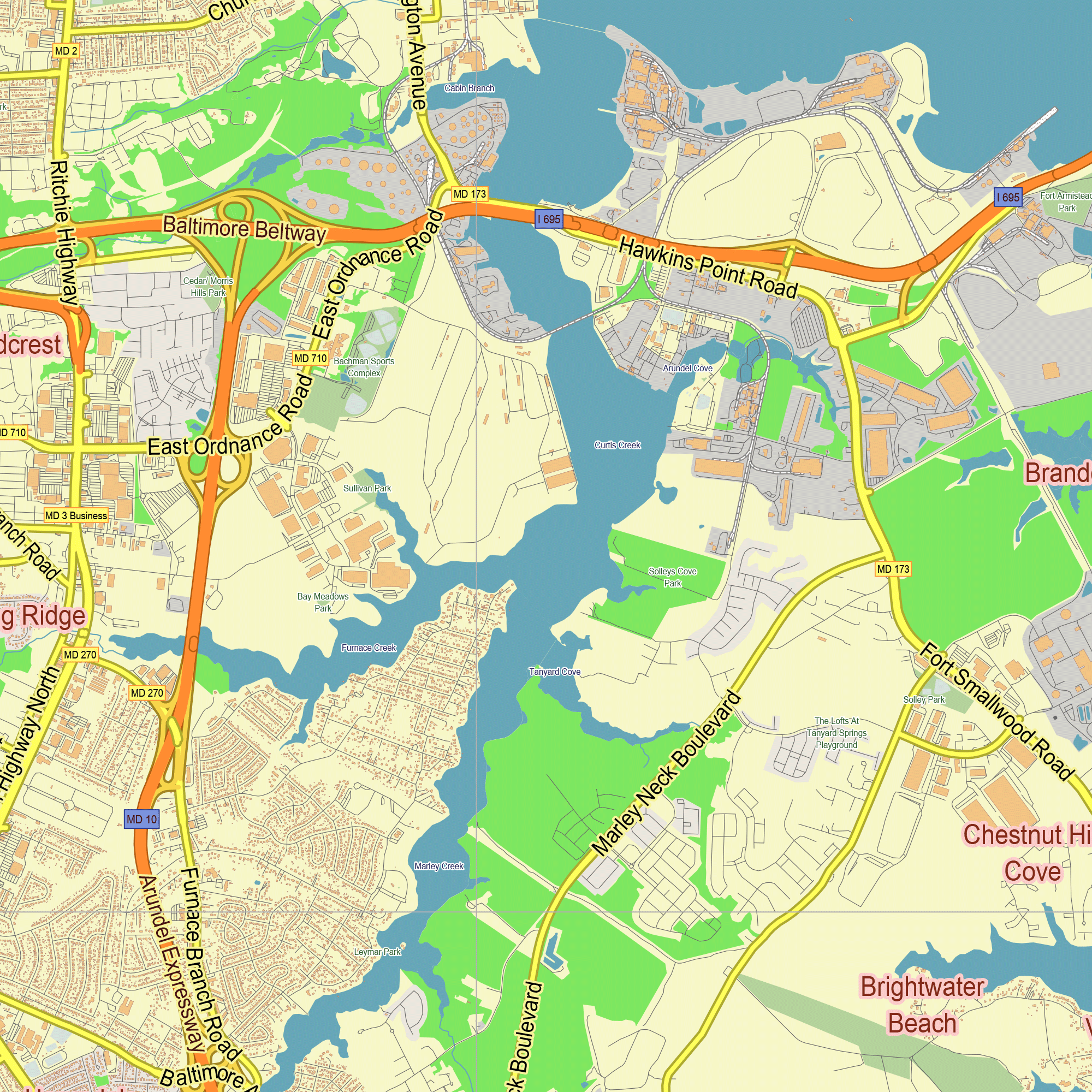 Baltimore Maryland US printable editable PDF layered Vector Map