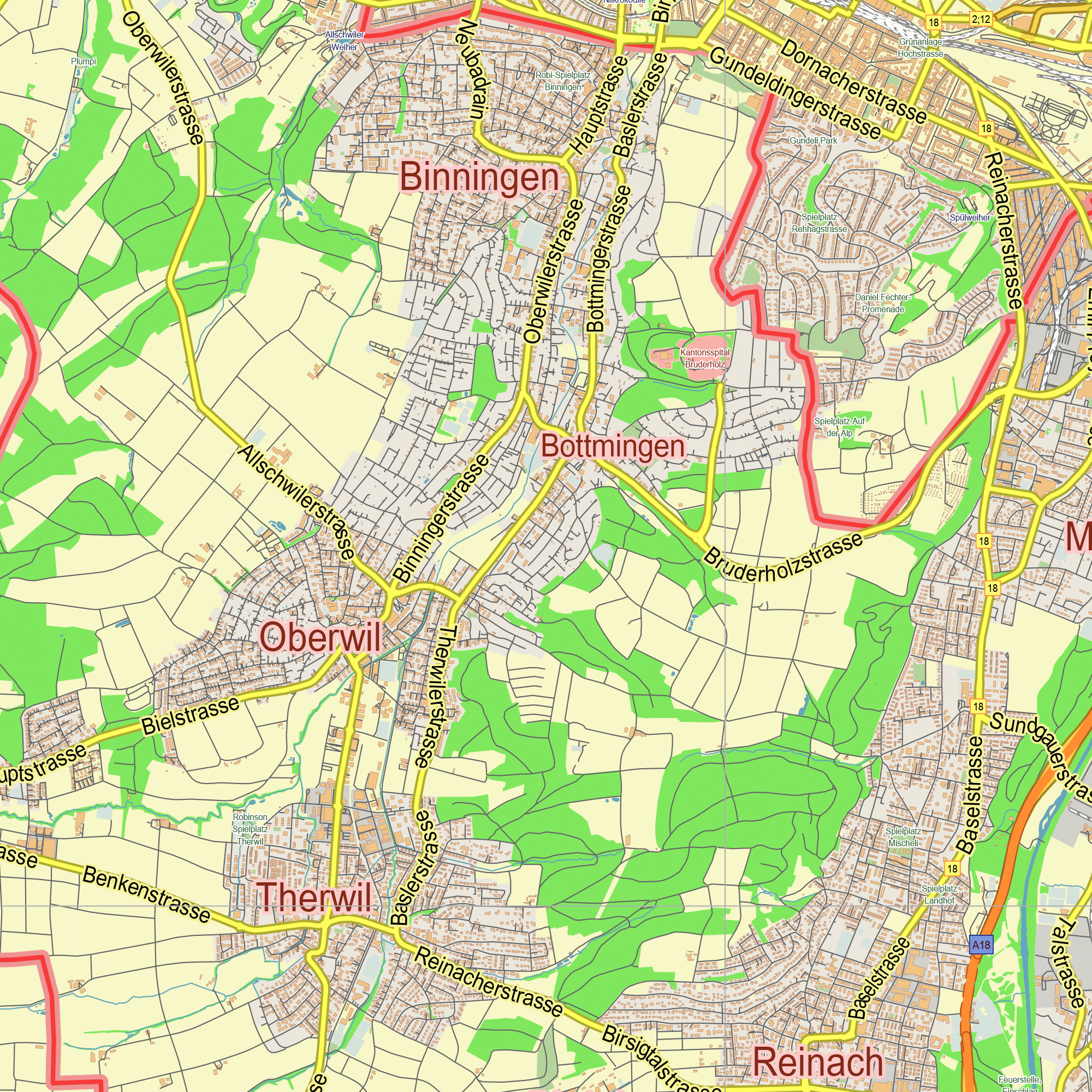 Basel Switzerland printable editable layered PDF Vector Map – Maps in ...