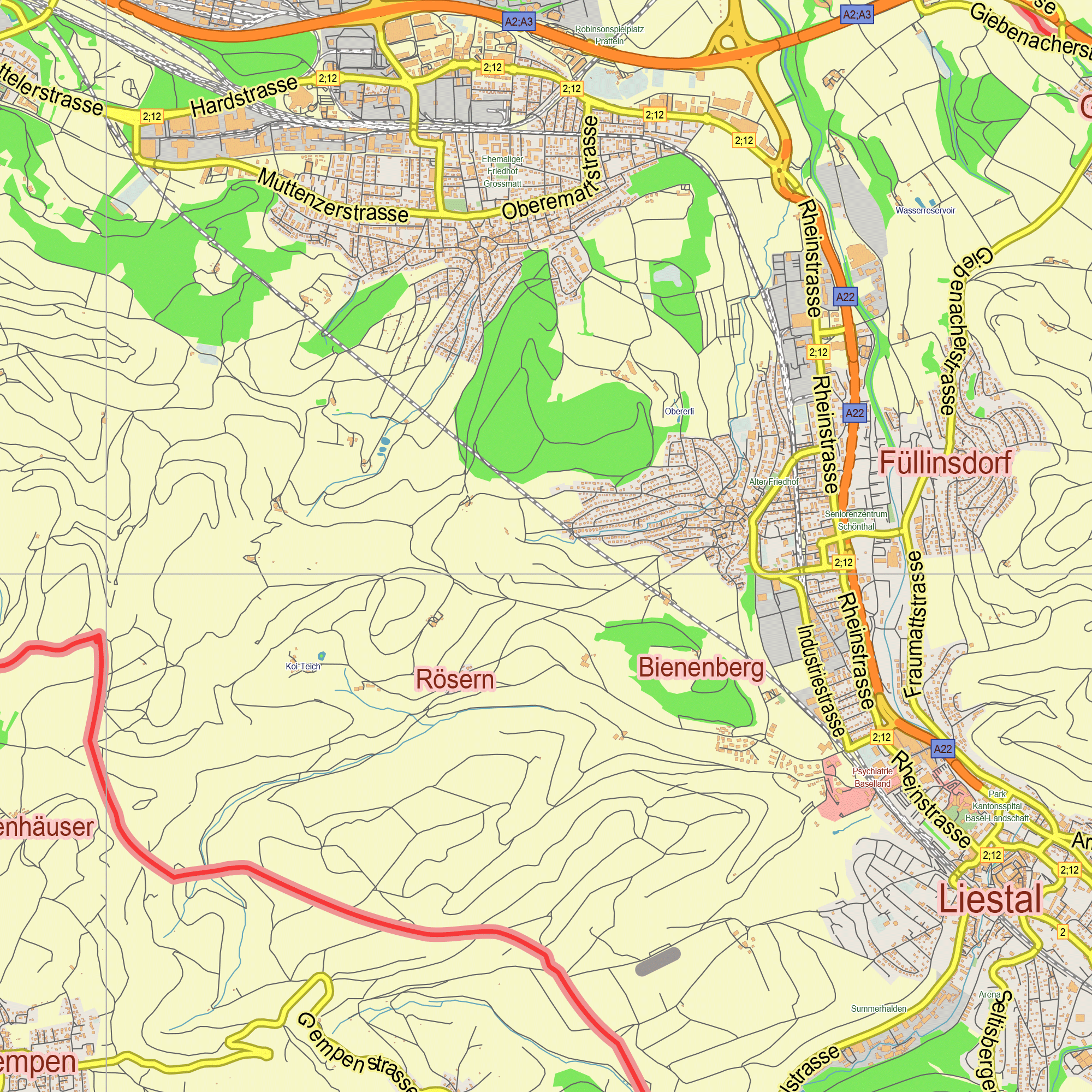 Basel Switzerland printable editable layered PDF Vector Map