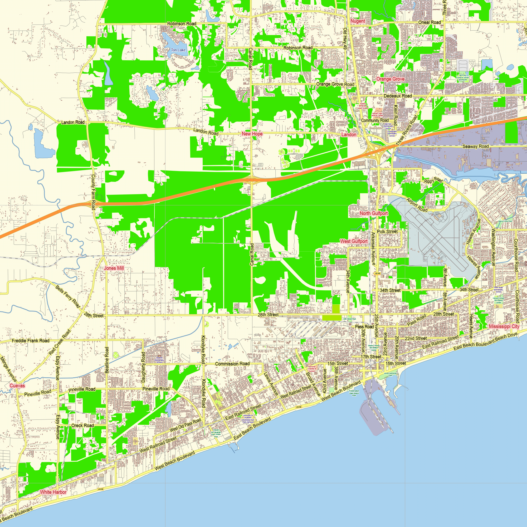 Baton Rouge New Orleans Louisiana US printable editable PDF layered ...