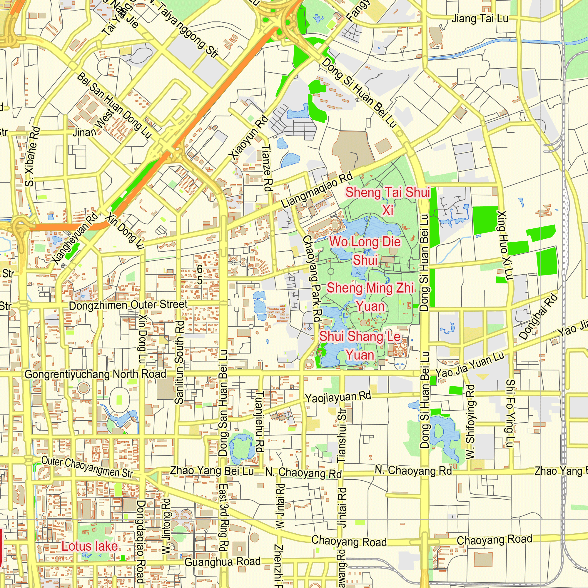 Beijing China (english) printable editable PDF layered Vector Map ...
