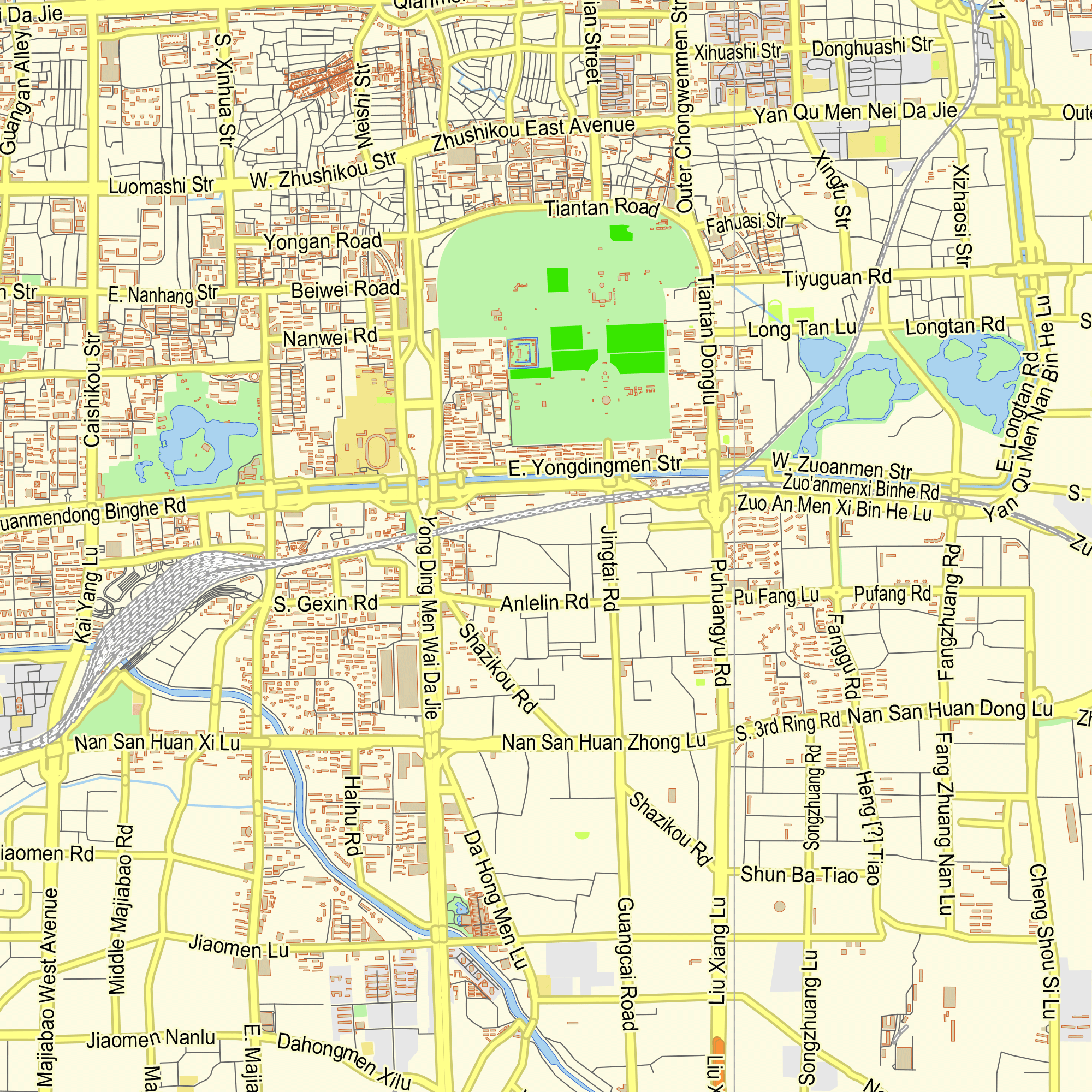 Beijing China (english) printable editable PDF layered Vector Map ...