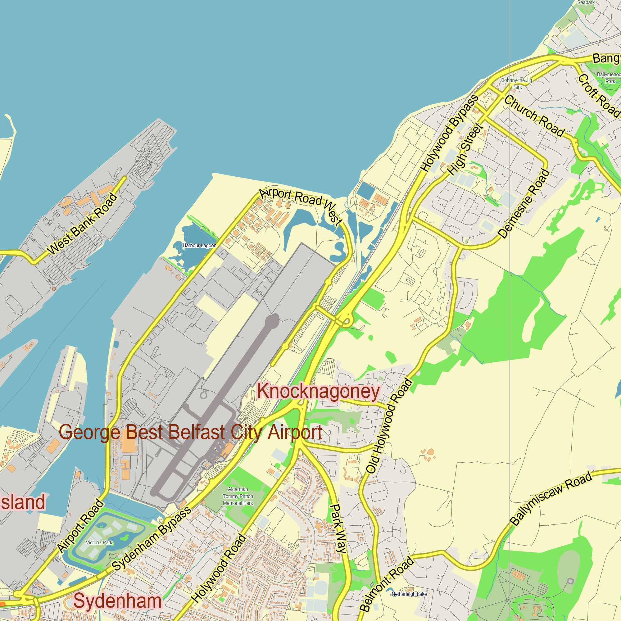 Belfast UK Northern Ireland printable editable PDF layered Vector Map