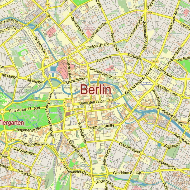 Berlin Germany printable editable layered PDF Vector Map – Maps in ...