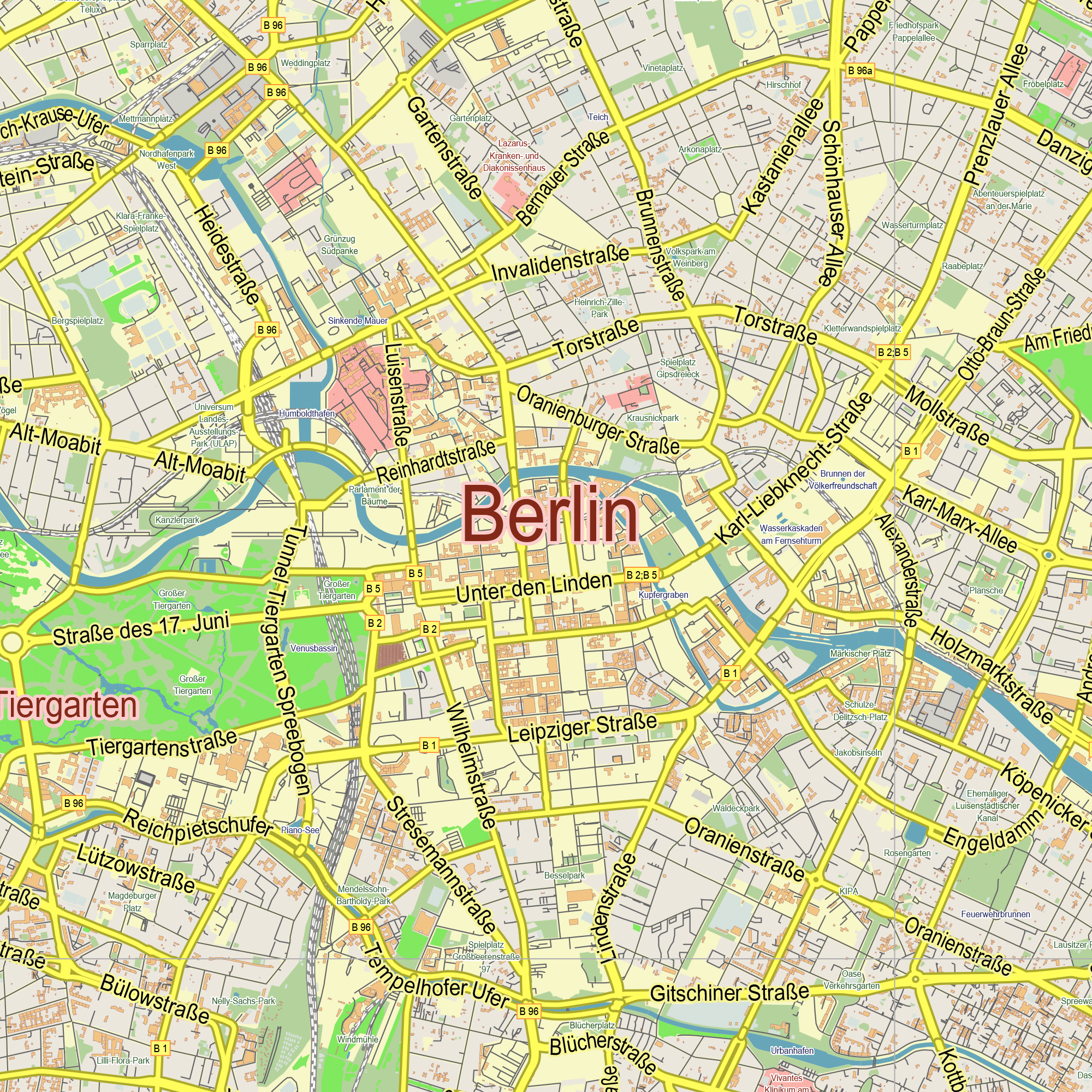 Berlin Germany printable editable layered PDF Vector Map – Maps in ...