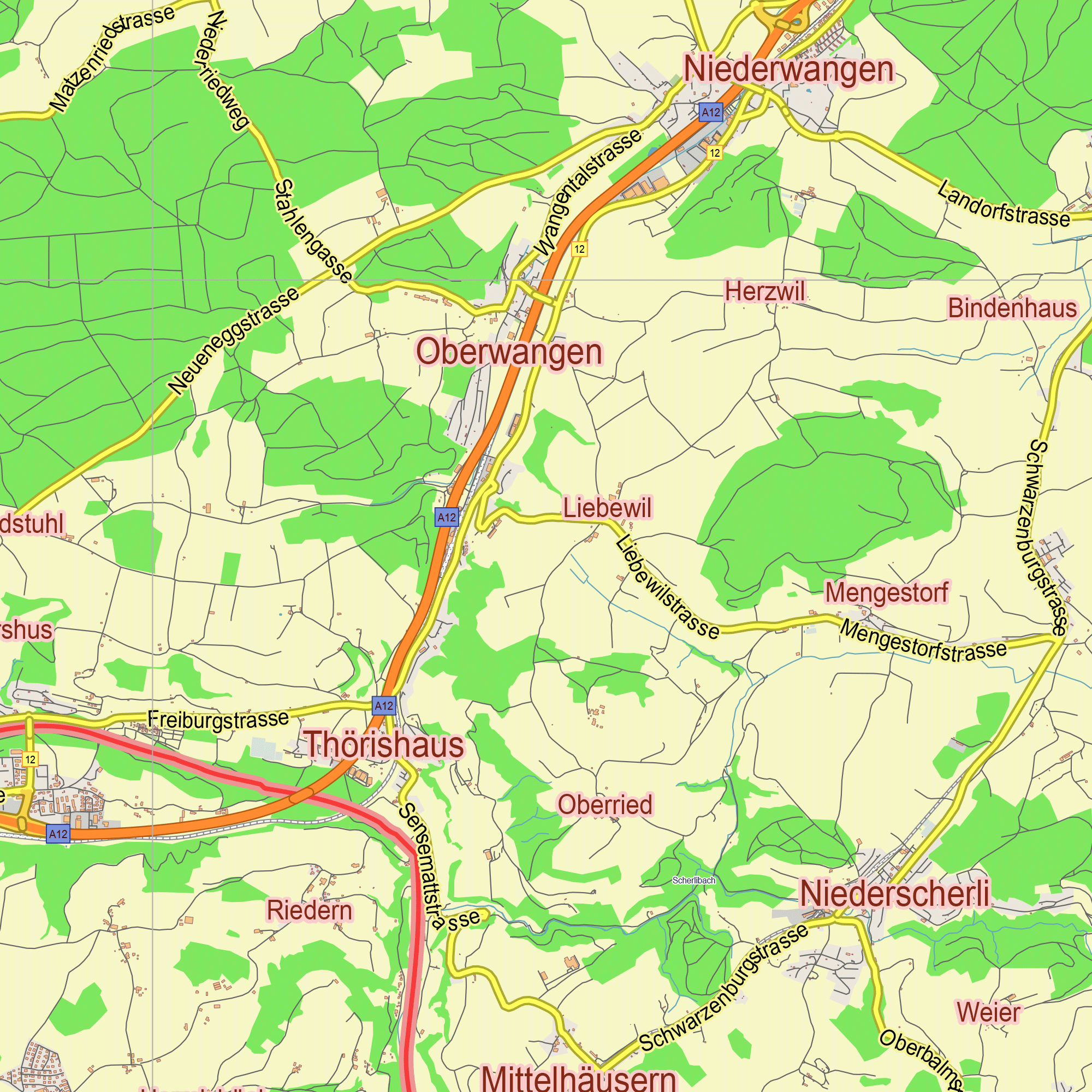 Bern Switzerland printable editable layered PDF Vector Map