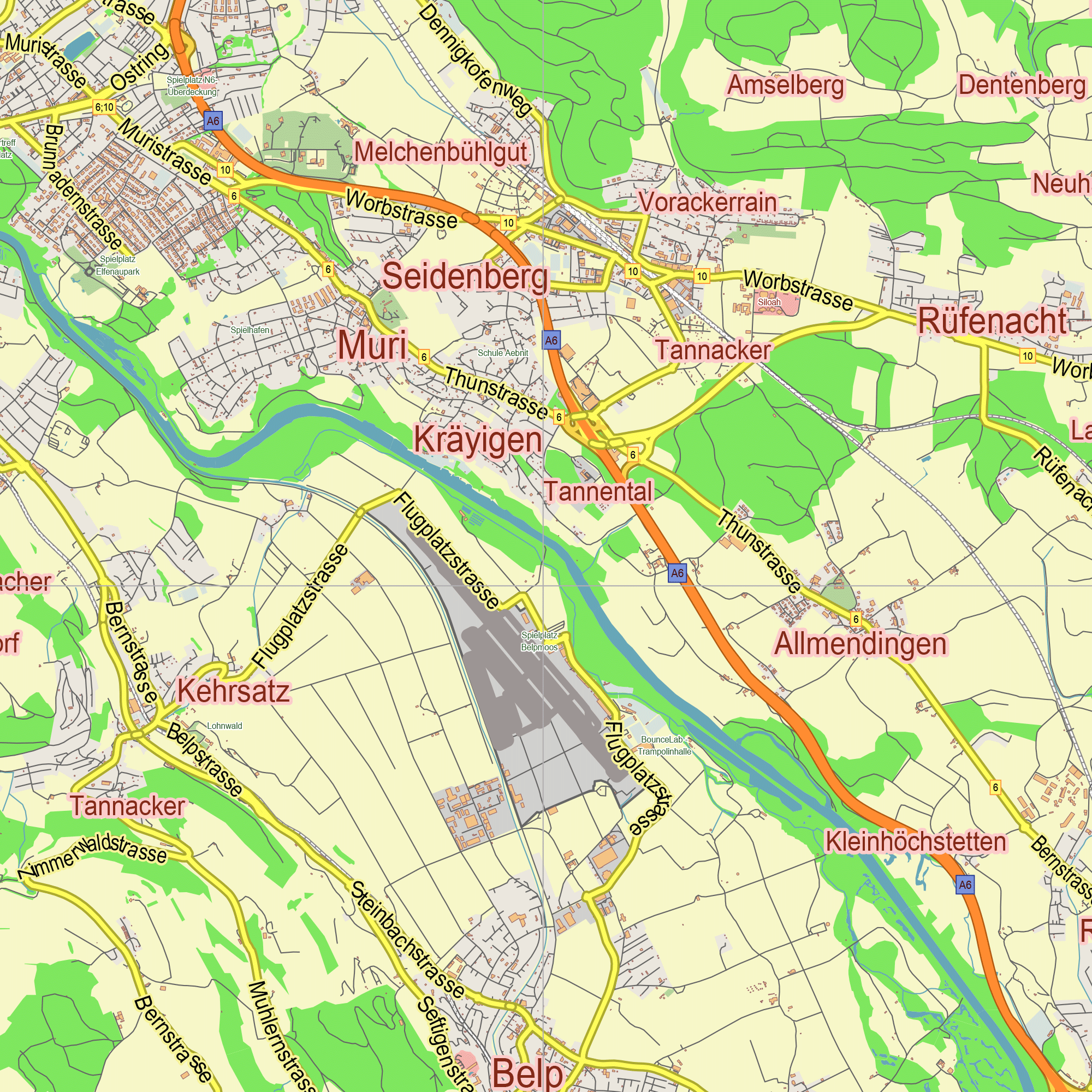 Bern Switzerland printable editable layered PDF Vector Map