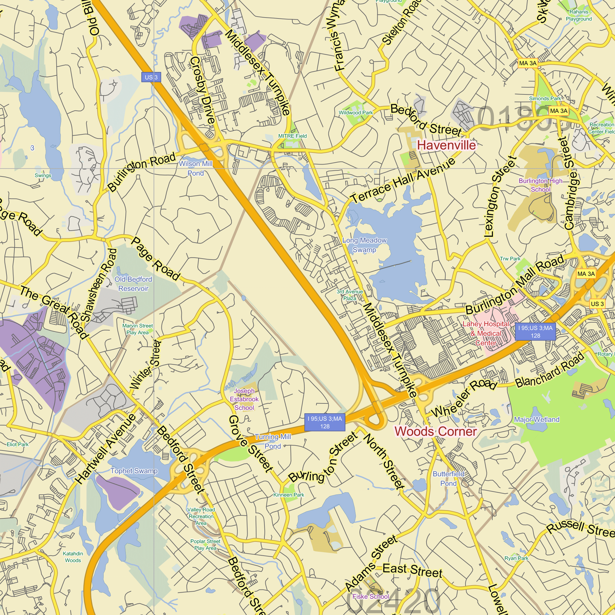Boston Massachusetts + zipcodes US printable editable layered PDF ...